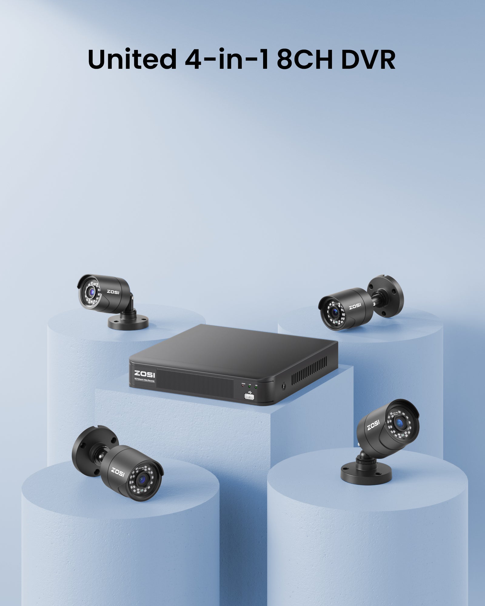 Zosi 2MP 8CH DVR & C106 Camera - Analog Security System - ZR08VN + ZG1062B