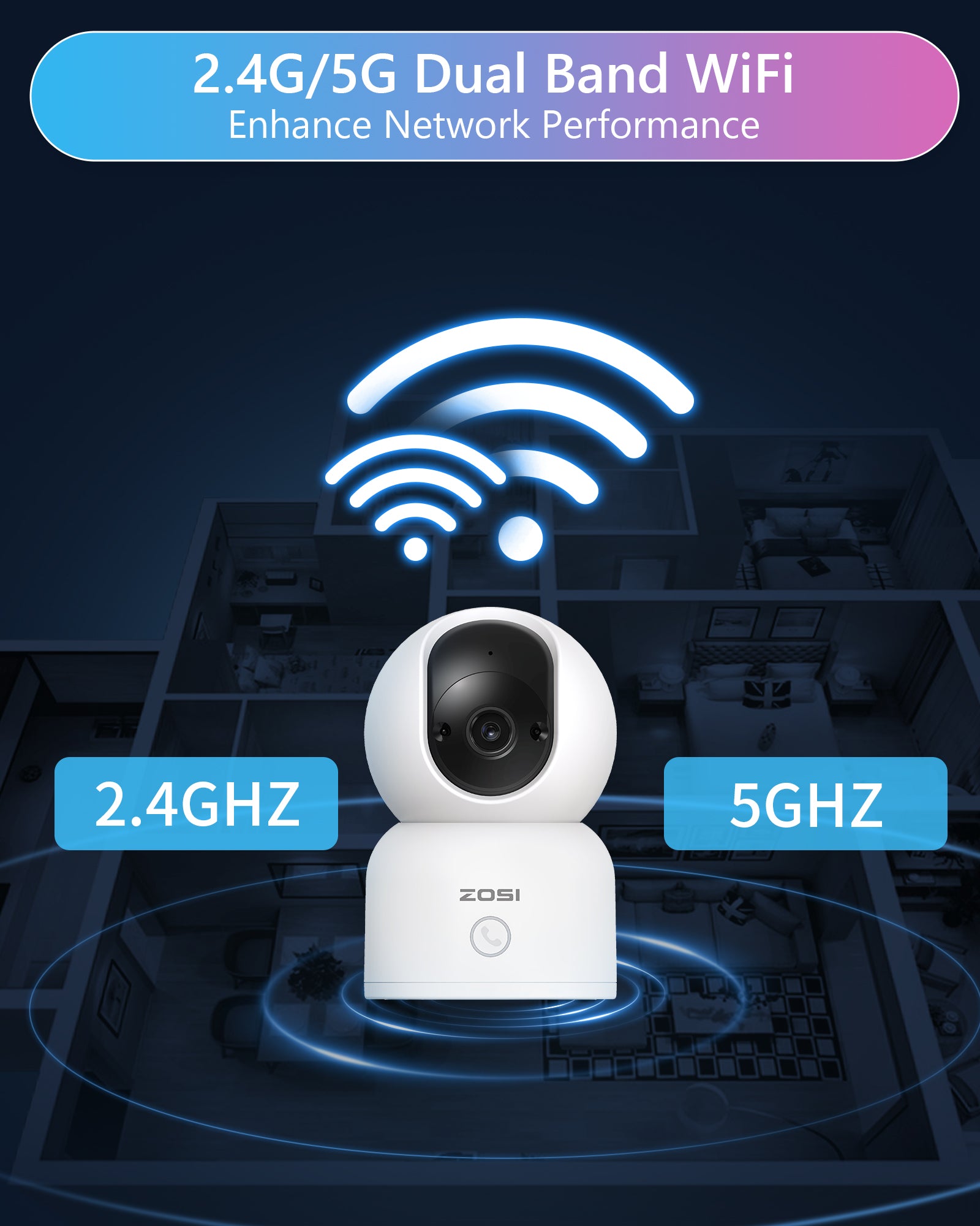 C518 3MP/2MP PTZ 2.4GHz/5GHz WiFi Security Camera + Max 256GB Local St ...