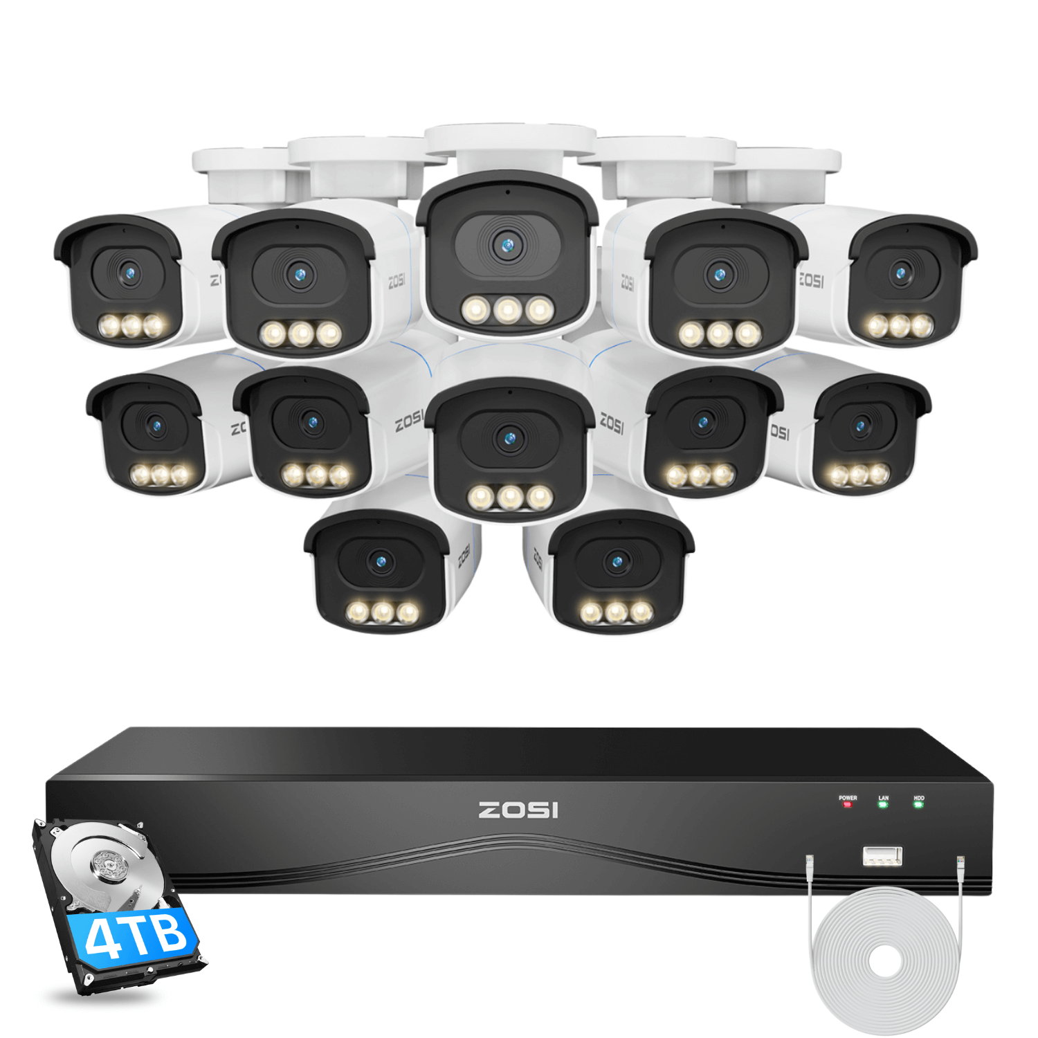 C186A 4K 16 Channel True Color Night Security System + NVR Support Dua ...