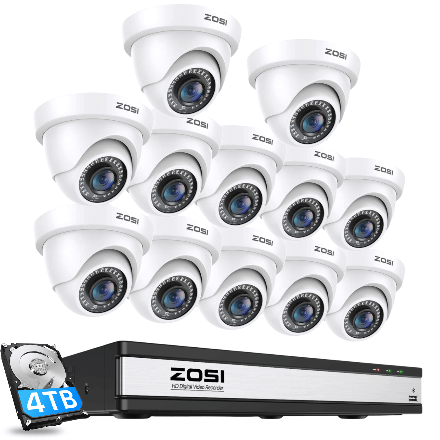2MP CCTV Anloag DVR Security System - 8pcs Dome Cam & 16CH DVR 2TB HDD ...
