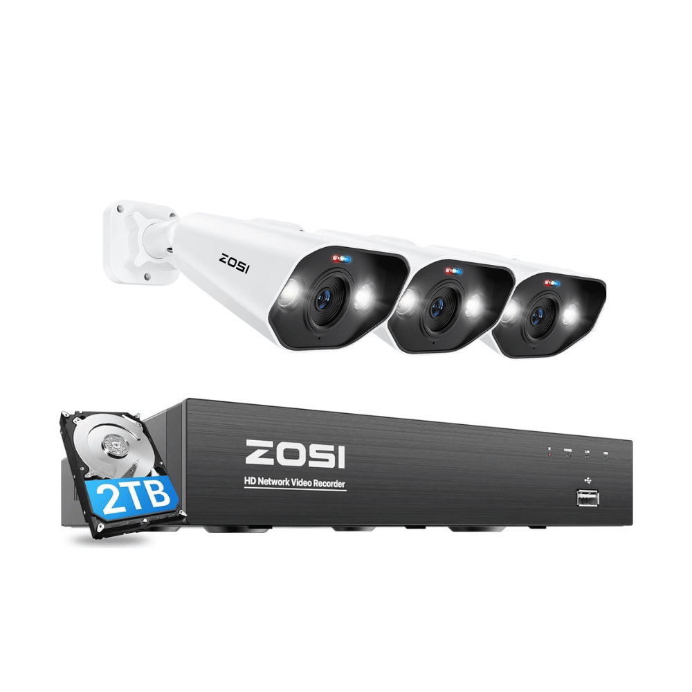 ZOSI 4K 8 Camera Capable Wired 2TB NVR System with C182 PoE IP Bullet ...