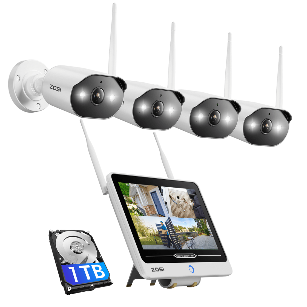 3MP WiFi Security System with 12" LCD Monitor & C302 Cameras - Zosi