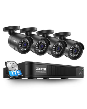 Zosi 2MP 8CH DVR & C106 Camera - Analog Security System - ZR08VN + ZG1062B