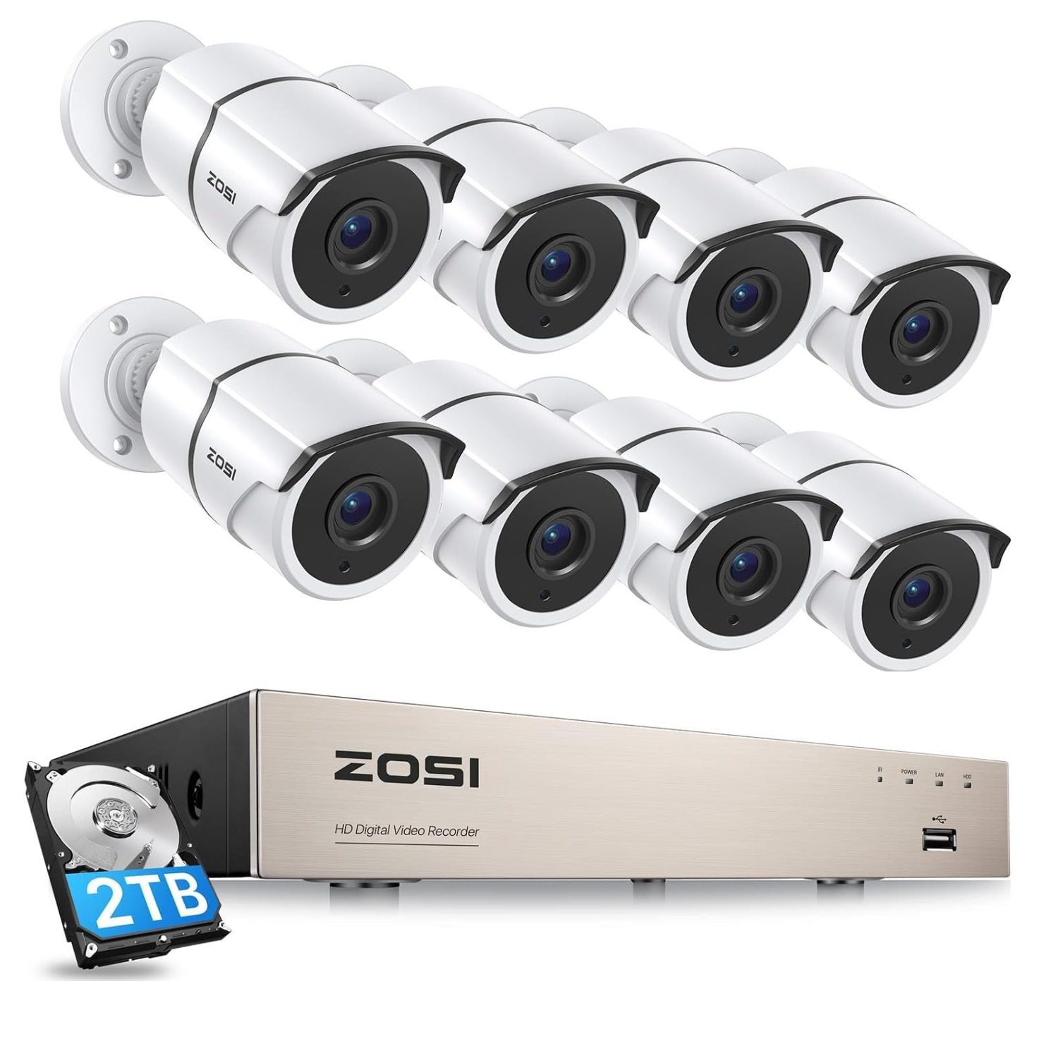 Zosi 2MP 8CH DVR & 4/8pcs C261 Camera with Audio - Analog Security ...