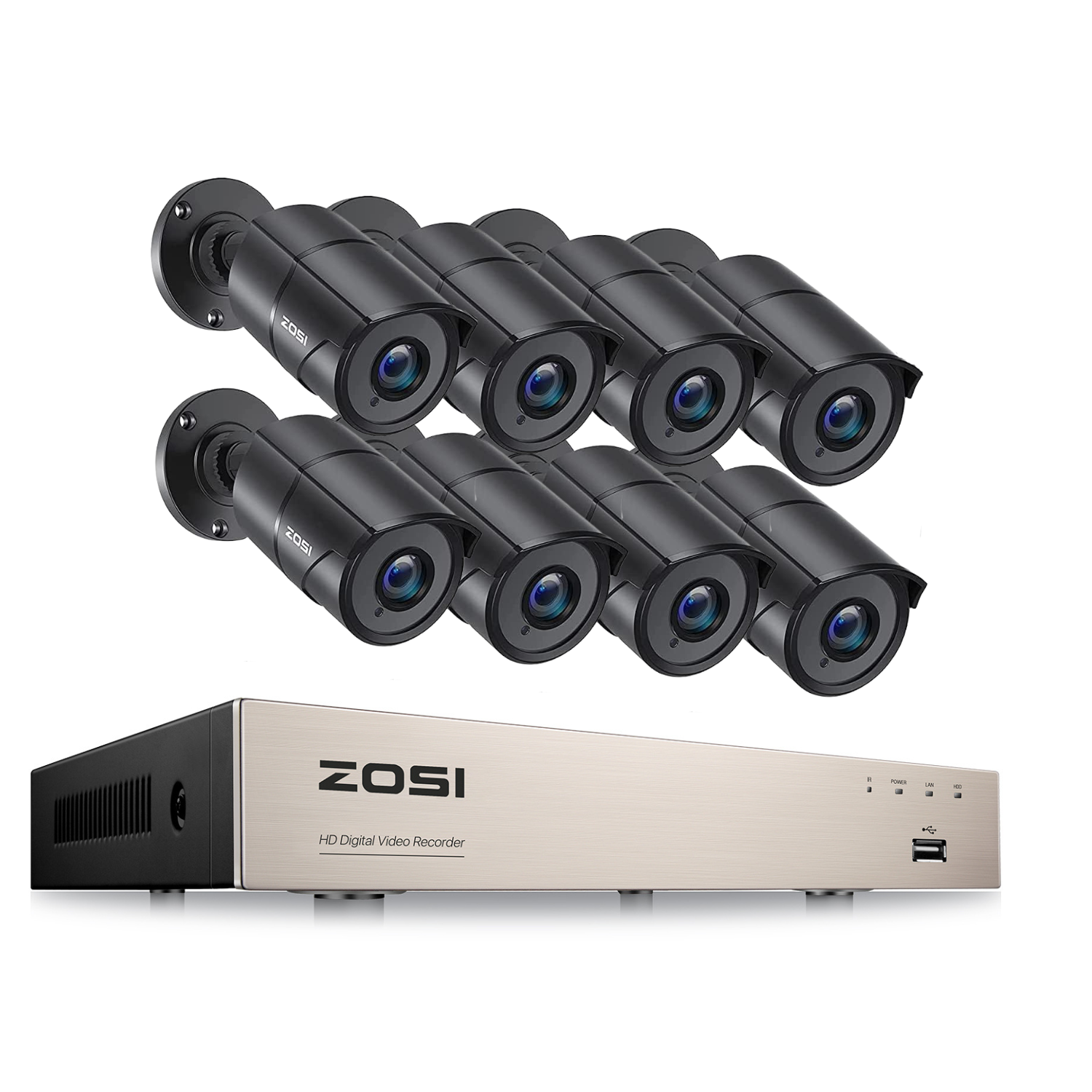 Zosi 2MP 8CH DVR & 4/8pcs C261 Camera with Audio - Analog Security ...