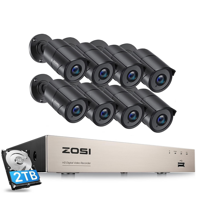 2MP 8CH DVR & 4/8pcs C261 Camera with Audio - Analog Security System - ZOSI ZR08WN + ZG2612F - Zosi