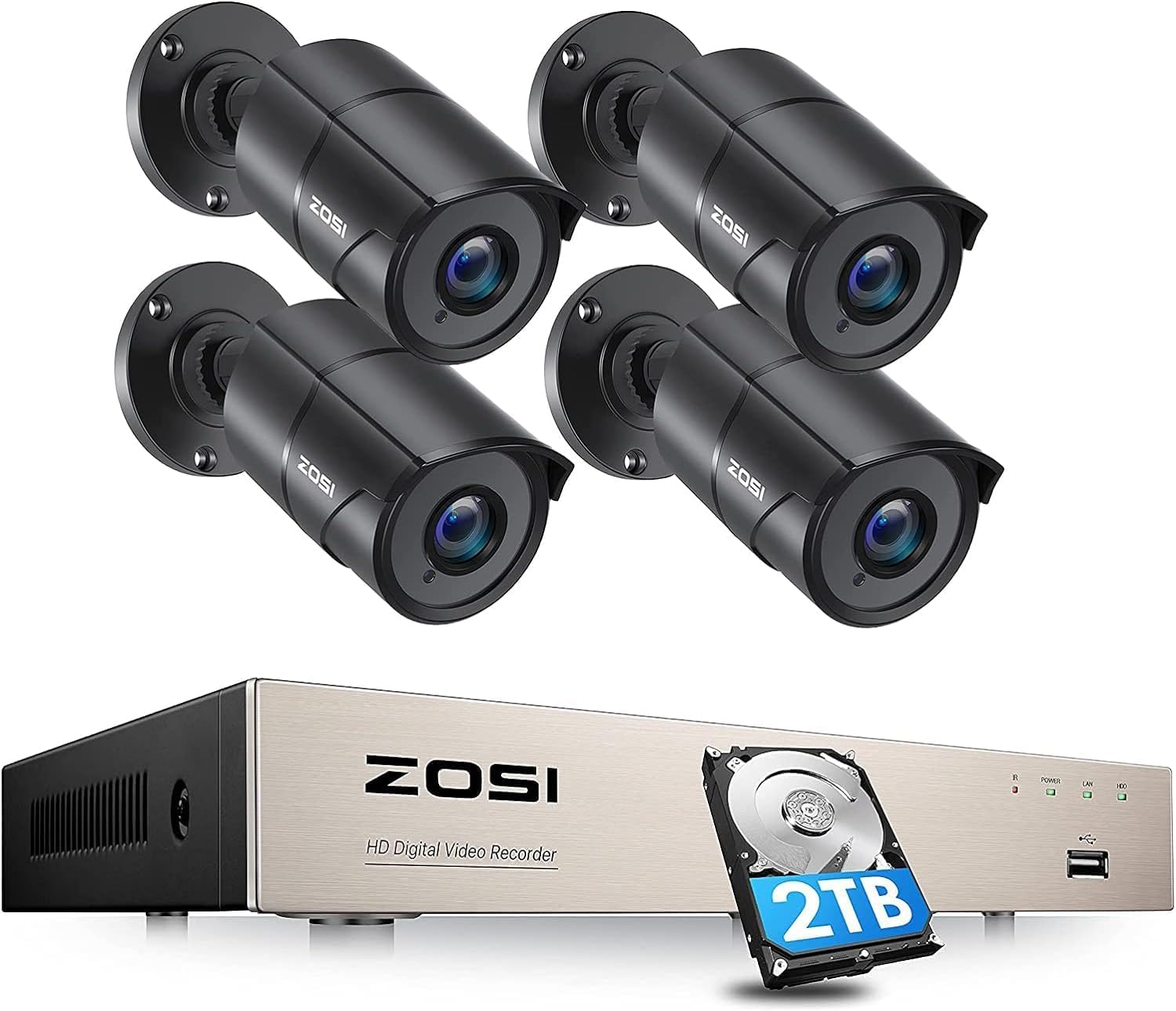 Zosi 2MP 8CH DVR & 4/8pcs C261 Camera with Audio - Analog Security ...