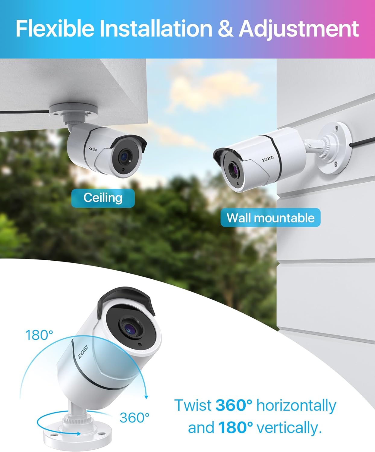 Zosi 1080P 4-in-1 TVI/CVI/AHD/960H CVBS CCTV Security Camera - ZG2612B