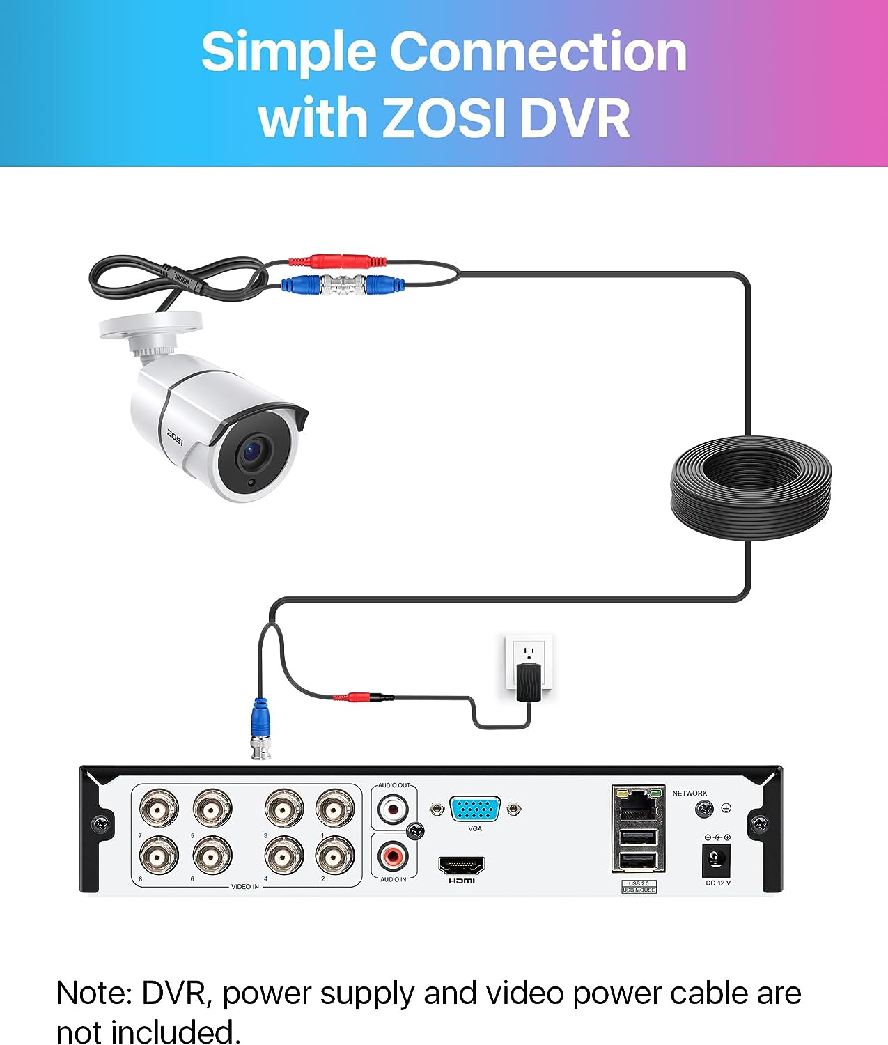 Zosi 1080P 4-in-1 TVI/CVI/AHD/960H CVBS CCTV Security Camera - ZG2612B