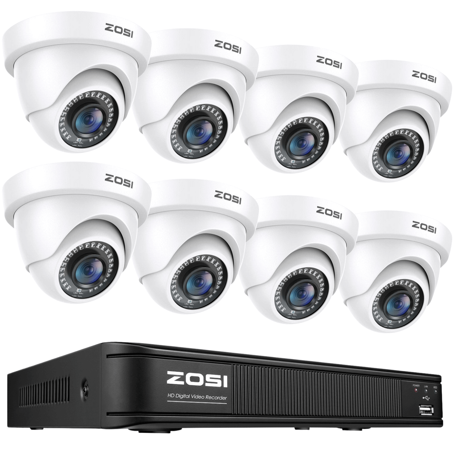C419 2MP 8CH HD-TVI Security Camera System with 80ft IR Night | ZOSI ...