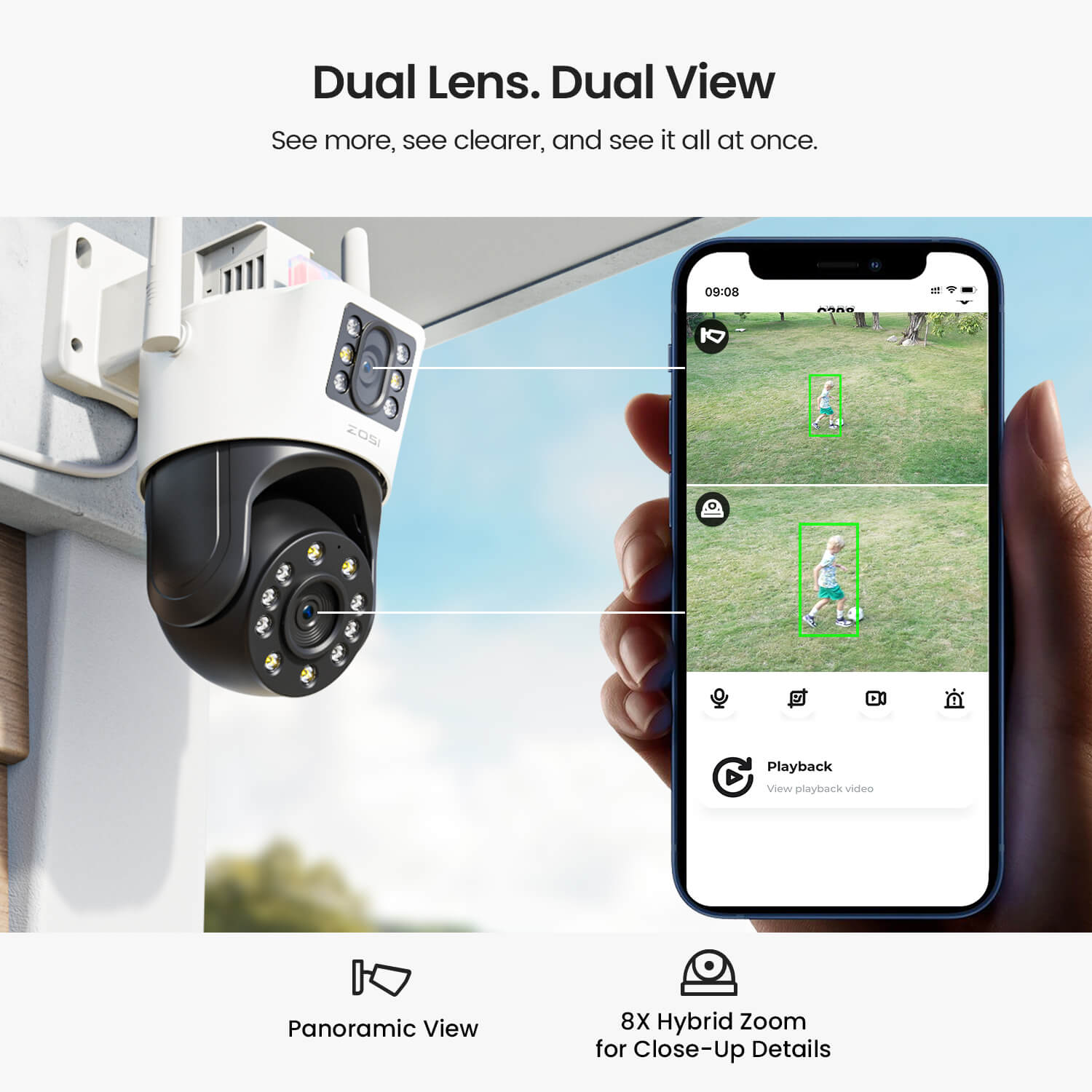 C298 2.4GHz WiFi PT Camera with Dual Lens + Up to 256GB Local Storage ...