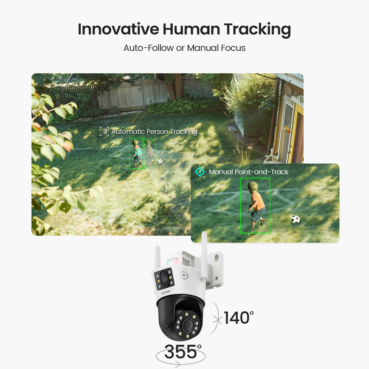 C298 2.4GHz WiFi PT Camera with Dual Lens + Up to 256GB Local Storage ...