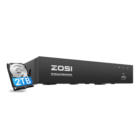 Zosi 4K 8 Channel Network Video Recorder 24/7 Recording PoE NVR - ZR08HN