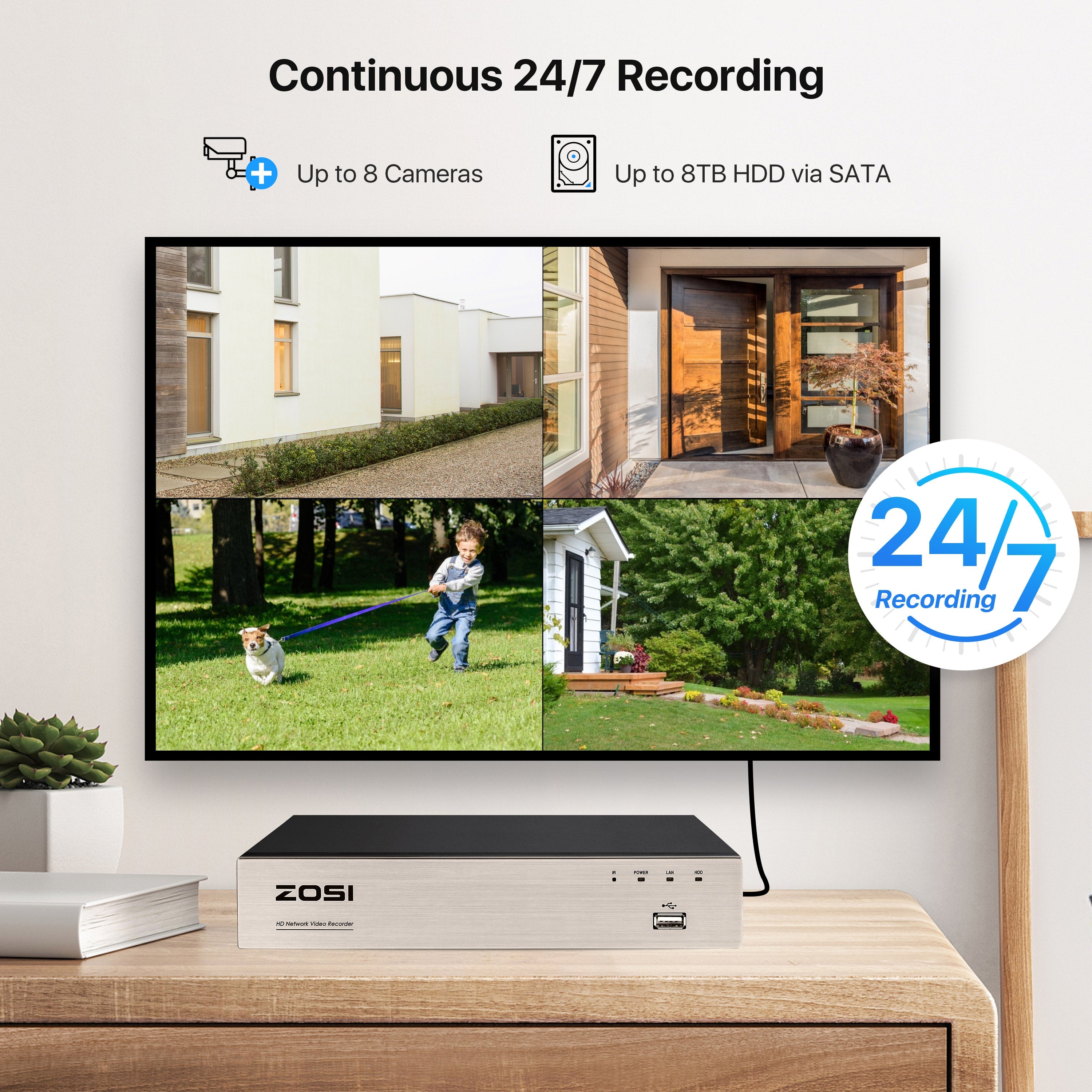 Zosi 2MP 8CH DVR & 4/8pcs C261 Camera with Audio - Analog Security ...