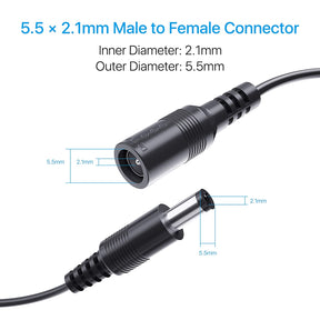[12ft&2 Pack]12V DC Plug Power Adapter Extension Cable - Zosi