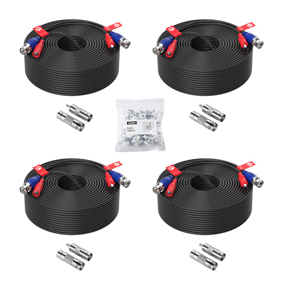 [18M/60ft&4 Pack]All-in-One Video Power BNC Cables - Zosi
